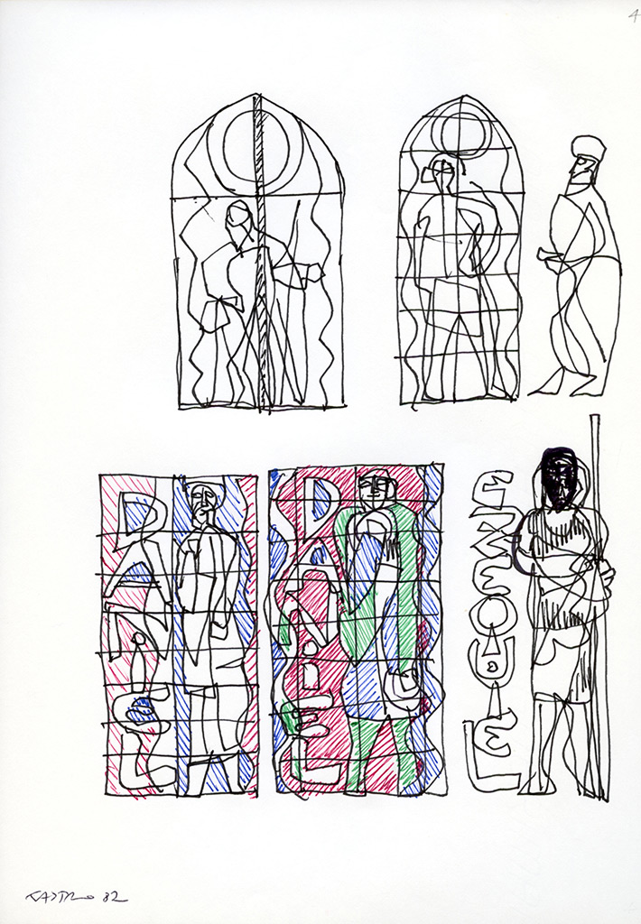 Sketches of the prophets Daniel and Ezekiel for Nevers cathedral, 1982 ...